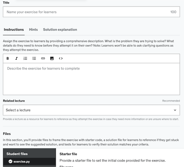 Cómo crear un ejercicio de codificación – Udemy
