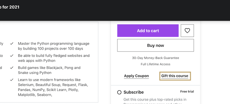 Como enviar um presente da Udemy – Udemy