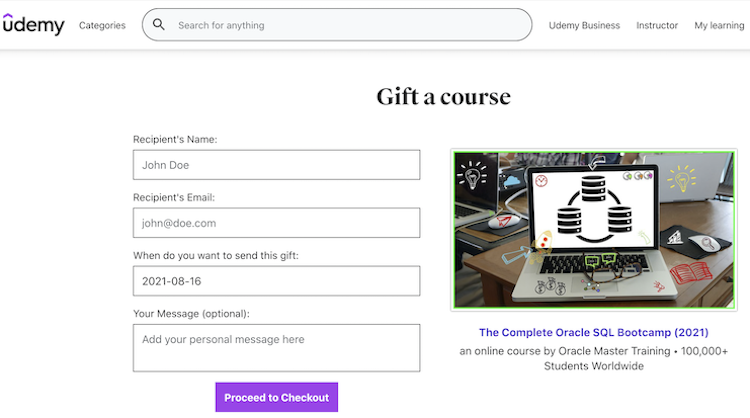 Como enviar um presente da Udemy – Udemy