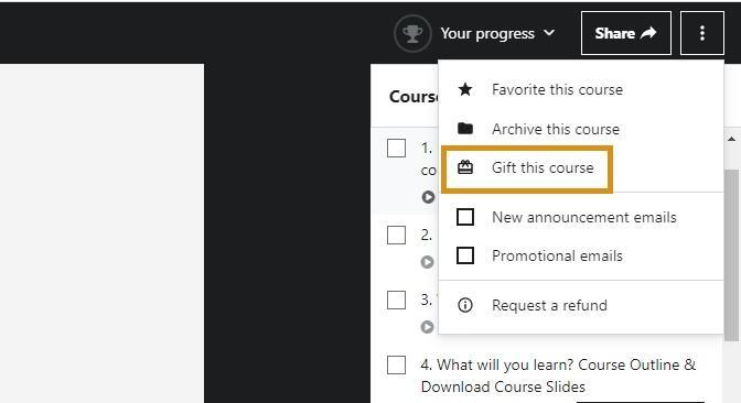 Como enviar um presente da Udemy – Udemy