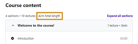 Calculating Course Length – Udemy