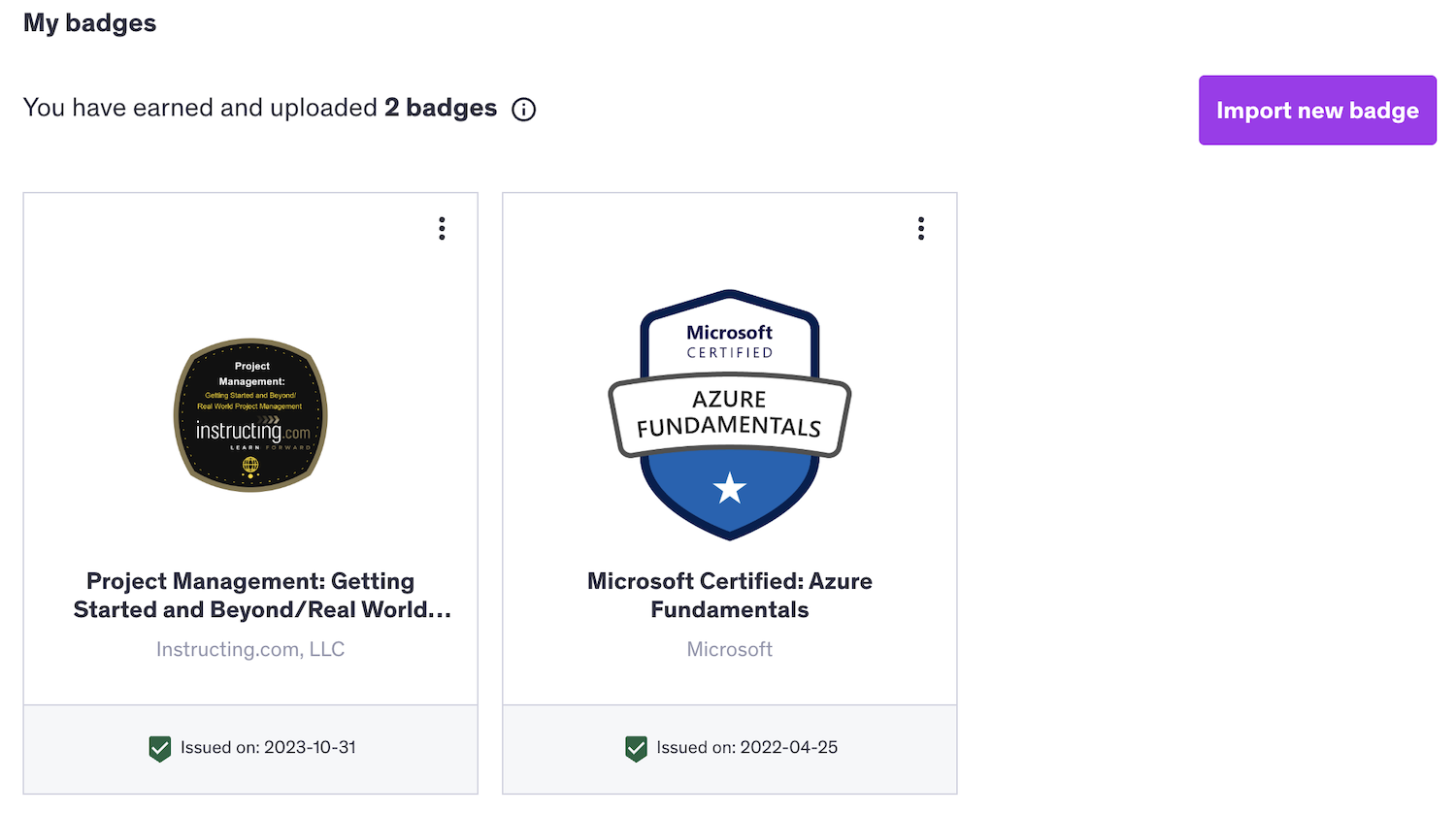 Fazer upload ou importar uma insígnia na Udemy – Udemy