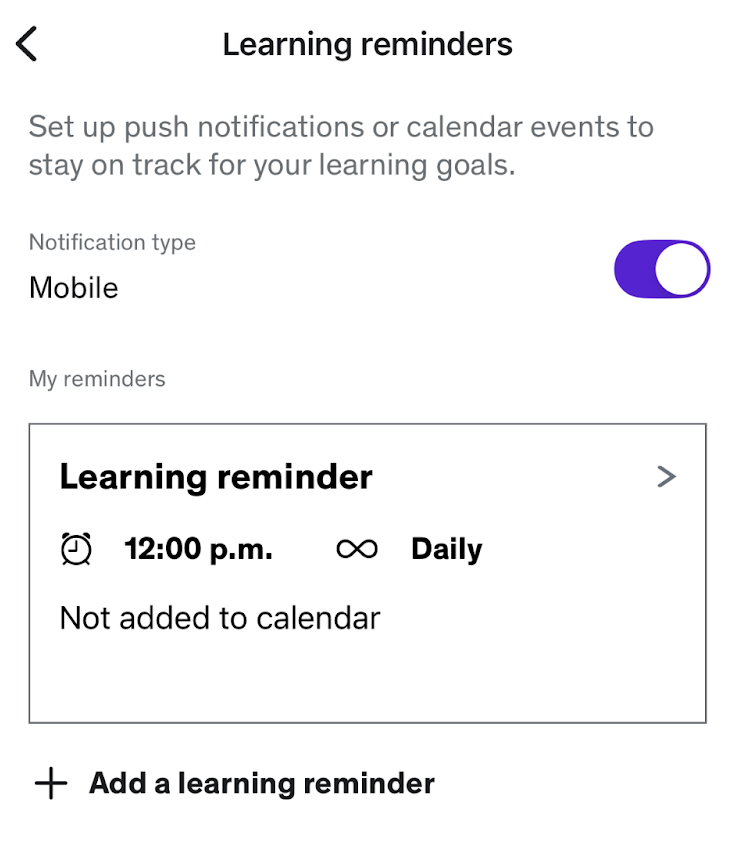 How to Schedule Learning Reminders on the Mobile App – Udemy