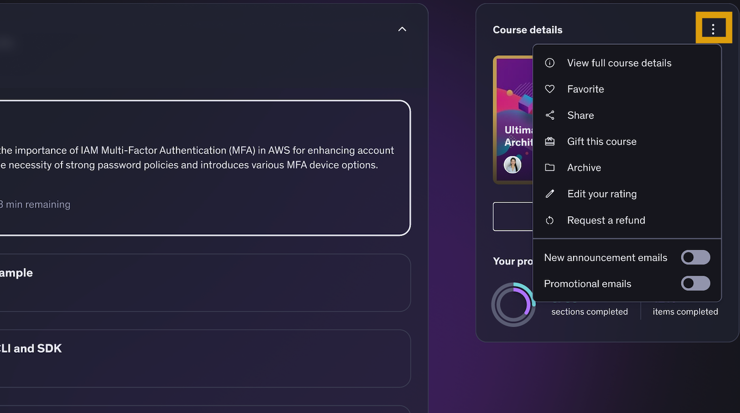 Archiving a Course – Udemy