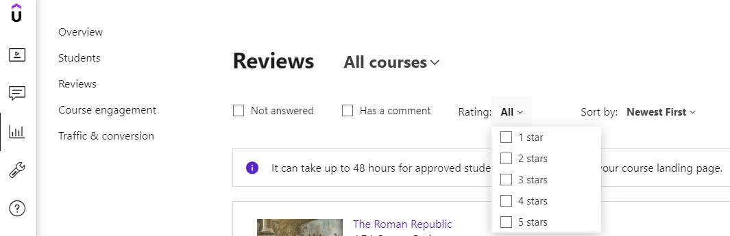 How to Manage Student Feedback Using the Reviews Dashboard – Udemy